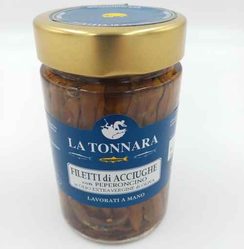 Filetti di Alici con Peperoncino in Olio EVO BIO 200 gr - HomeSweetShop